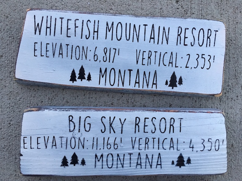 Ski Mountain Elevation Wooden Sign - Etsy