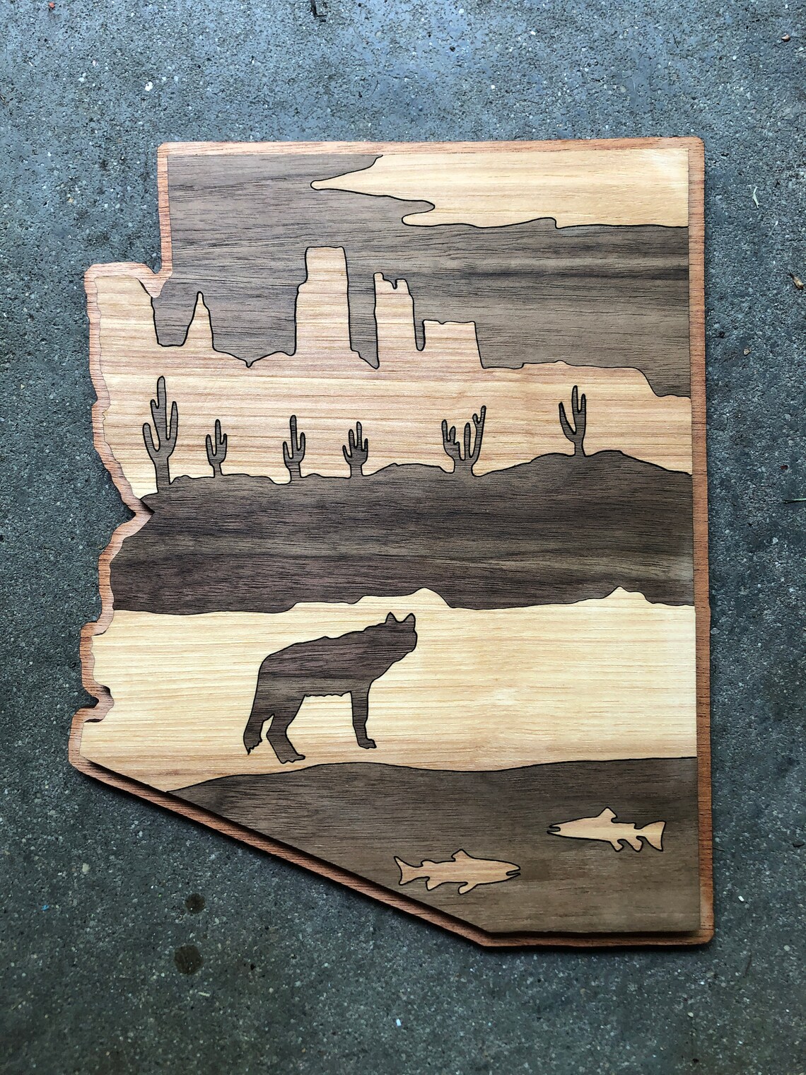 Arizona Art / Wooden State of Arizona - Etsy