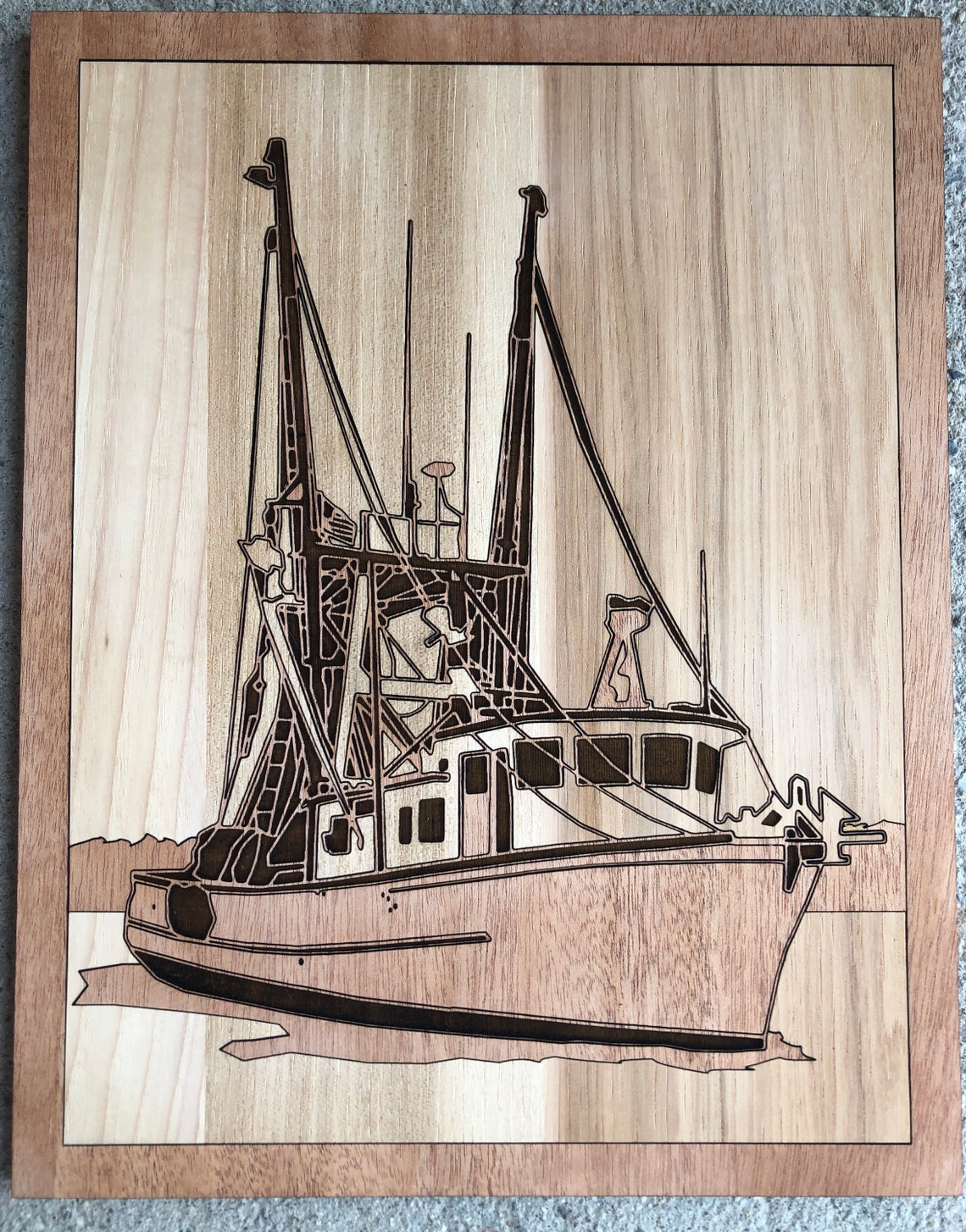 Wood Shrimp Boat Art | Etsy