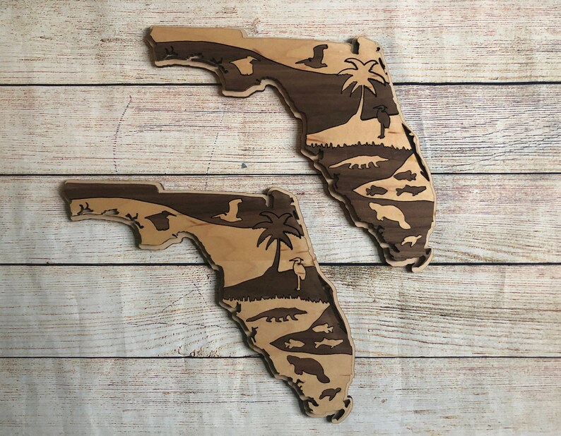 Florida Art / Wooden State of Florida - Etsy
