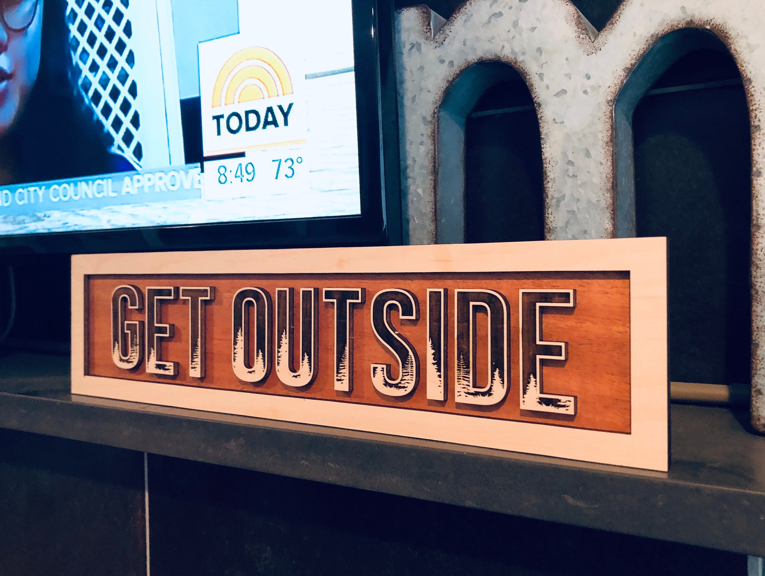 Get Outside Wooden Sign / Mountain Adventure Wooden Signs | Etsy