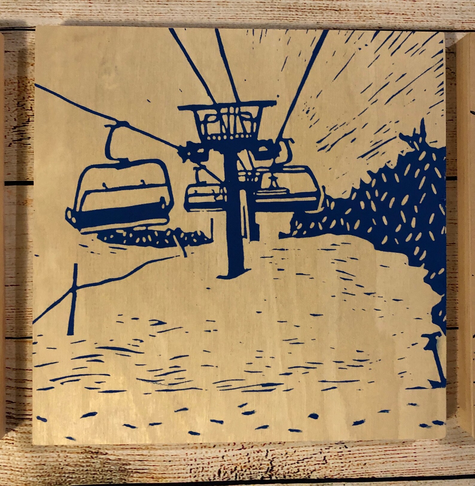 Chairlift Print on Wood / Ski Chair Lift Print / Sugarloaf Maine ...