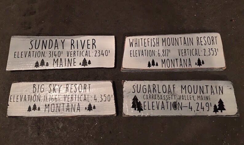 Ski Mountain Elevation Wooden Sign - Etsy