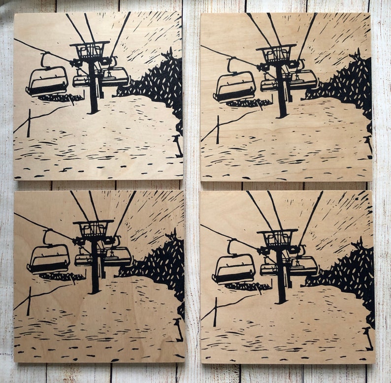 Chairlift Print on Wood / Ski Chair Lift Print / Sugarloaf - Etsy