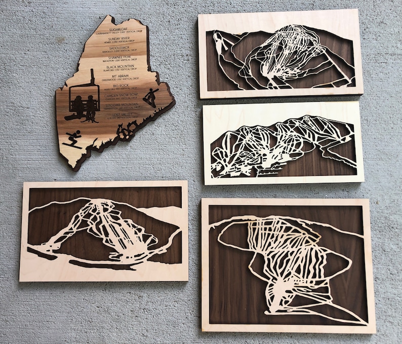 Sunday River Wooden Trail Map / Sunday River Resort Trail Map / Sunday ...