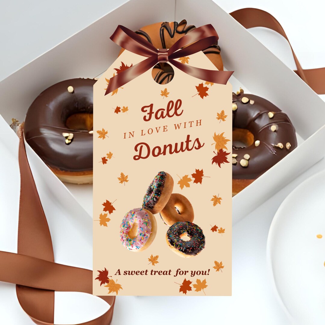 Donut Gift Tags - Fall in Love With Donuts - Thanksgiving Tags - Donut ...