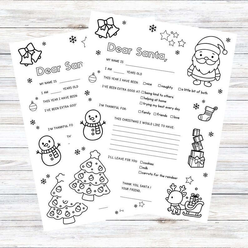 Letter to Santa Coloring Page | Printable Christmas Wishlist ...