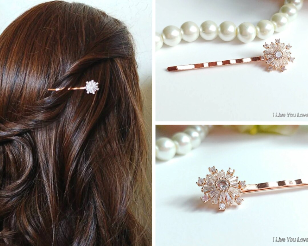 Snowflake Hair Pin-rose Gold Bridal Hair Accessories-wedding - Etsy