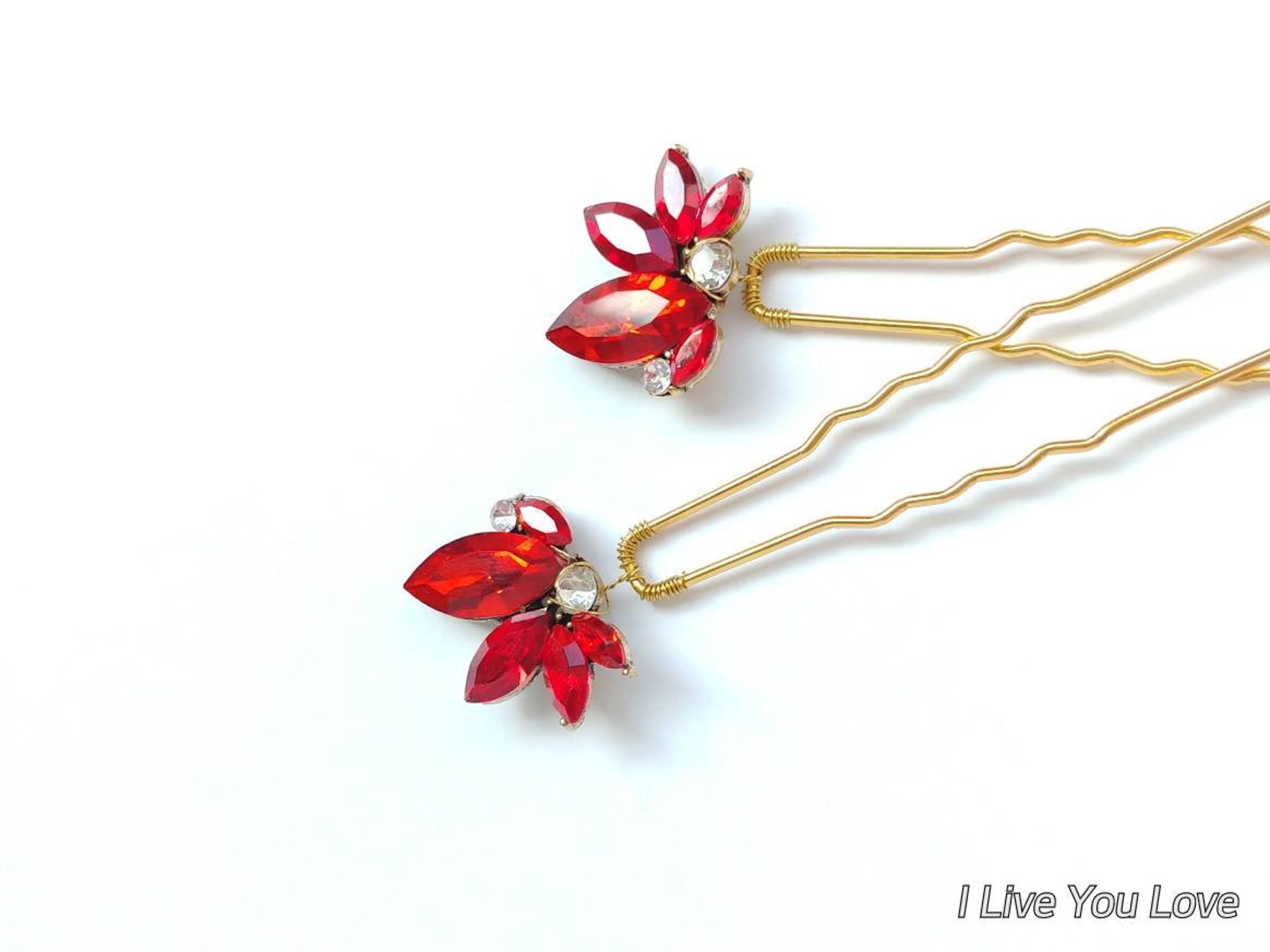 Red Hair Pins-red Hair Piece-bridal Hair Accessories-wedding | Etsy