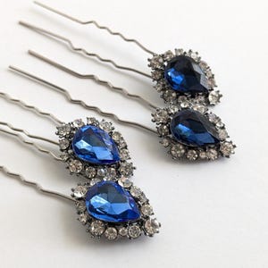 Blue Bridal Hair Pin Set-blue Bridal Hair Accessories-wedding Hair ...