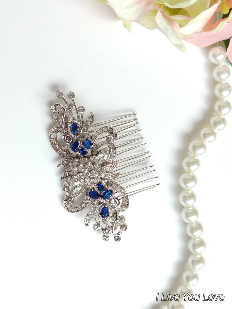 Blue Bridal Hair Comb-blue Bridal Hair Accessories-blue - Etsy