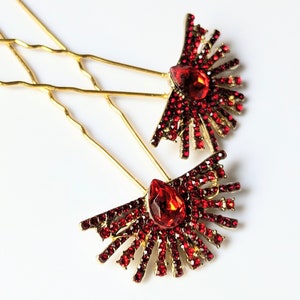 Red Hair Pins-red Hair Piece-bridal Hair Accessories-wedding Hair ...