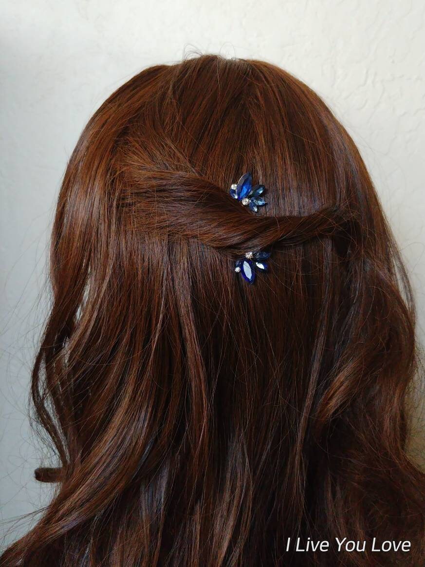 Blue Hair Pin Set-bridal Hair Piece-bridal Hair Pins-bridal | Etsy