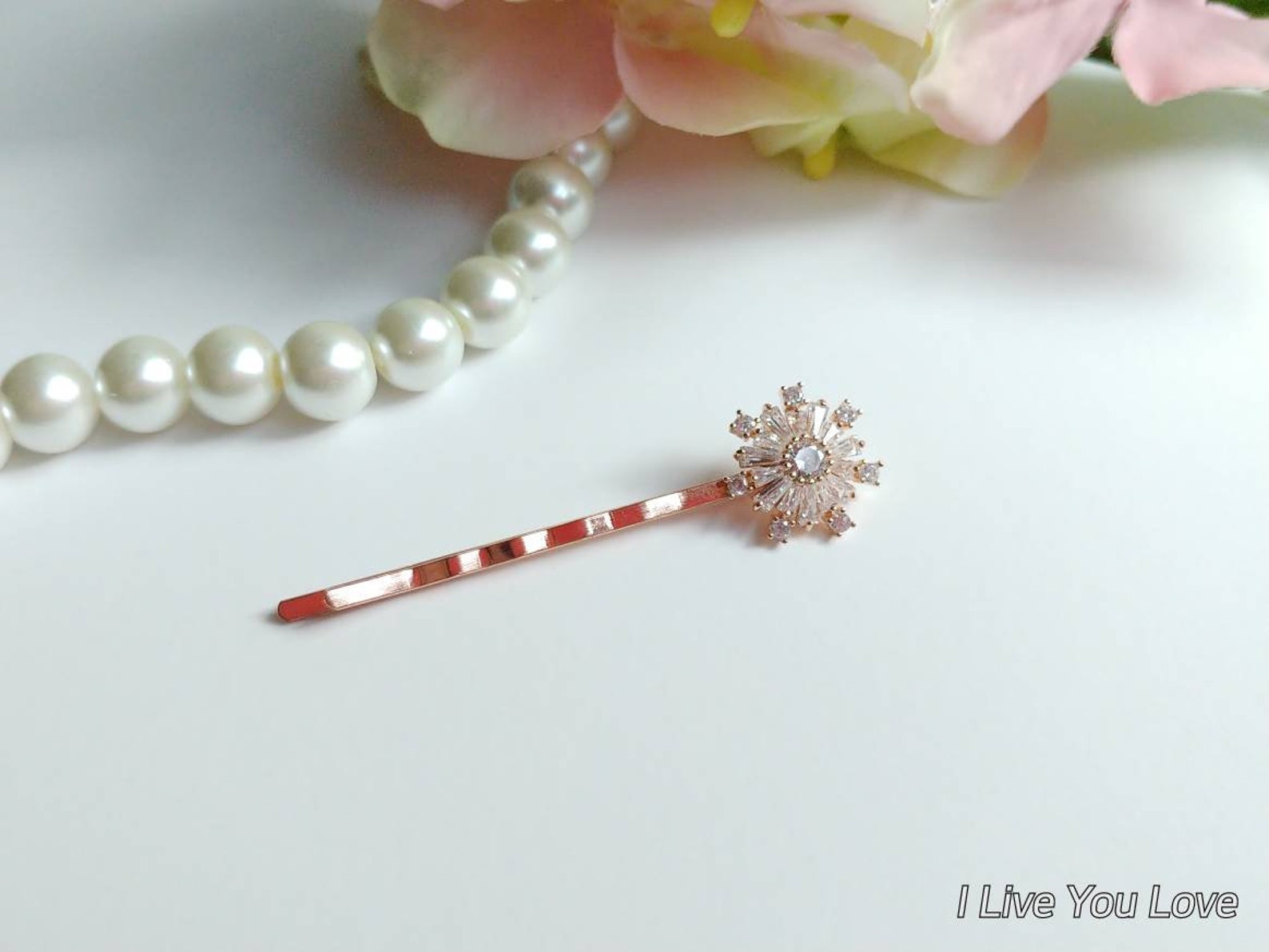 Snowflake Hair Pin-rose Gold Bridal Hair Accessories-wedding | Etsy