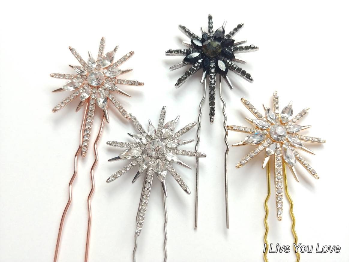 Shooting Star Hair Pins-celestial Hair Accessory-wedding Hair - Etsy