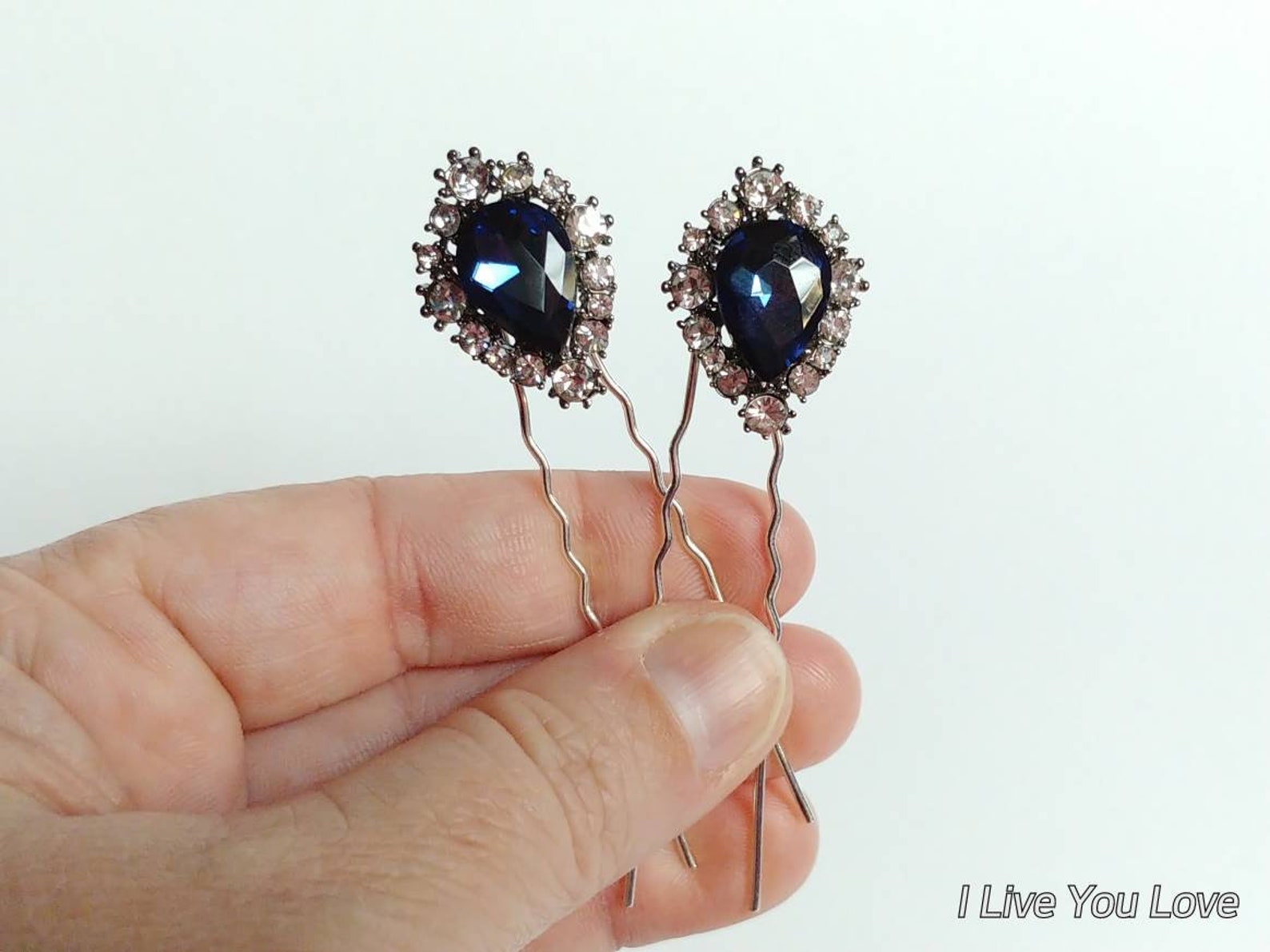 Blue Bridal Hair Pin Set-blue Bridal Hair Accessories-wedding Hair ...