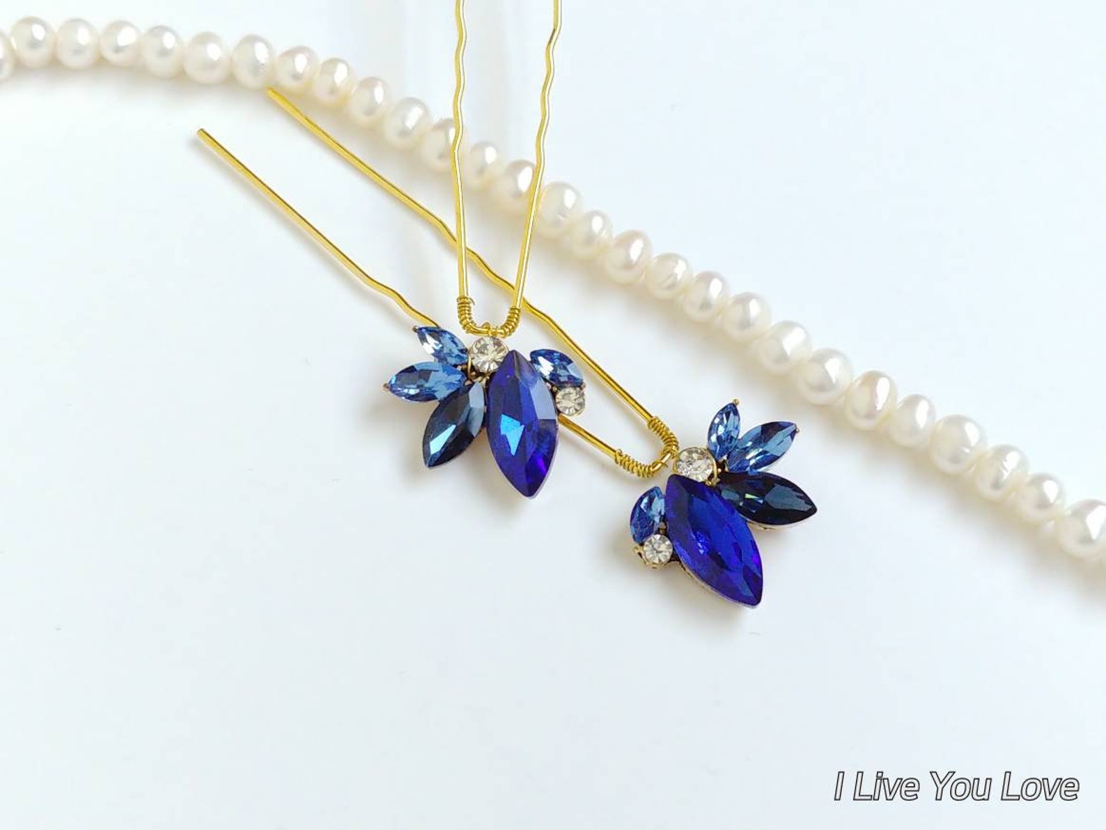 Blue Hair Pin Set-bridal Hair Piece-bridal Hair Pins-bridal | Etsy