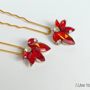 Red Hair Pins-red Hair Piece-bridal Hair Accessories-wedding | Etsy