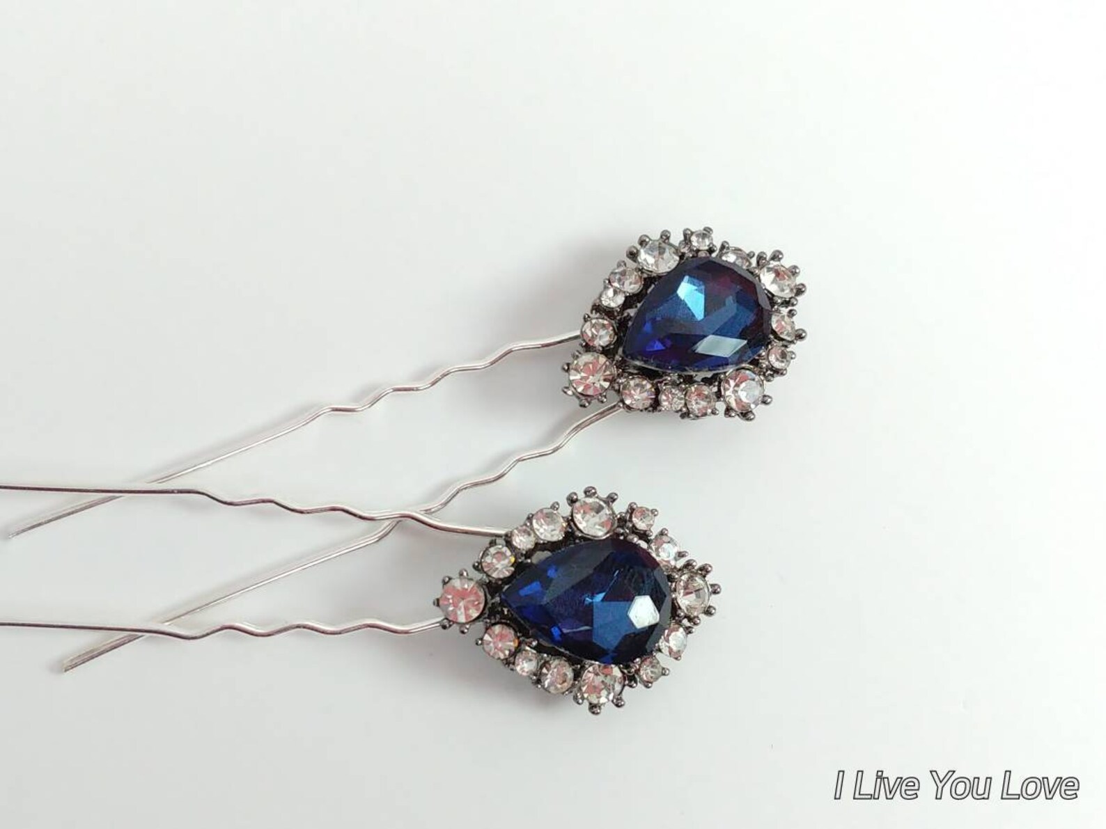 Blue Bridal Hair Pin Set-blue Bridal Hair Accessories-wedding - Etsy