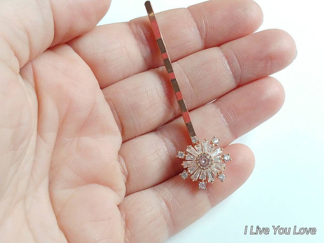 Snowflake Hair Pin-rose Gold Bridal Hair Accessories-wedding - Etsy