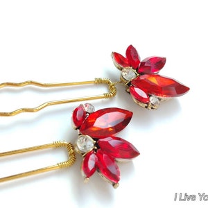 Red Hair Pins-red Hair Piece-bridal Hair Accessories-wedding | Etsy
