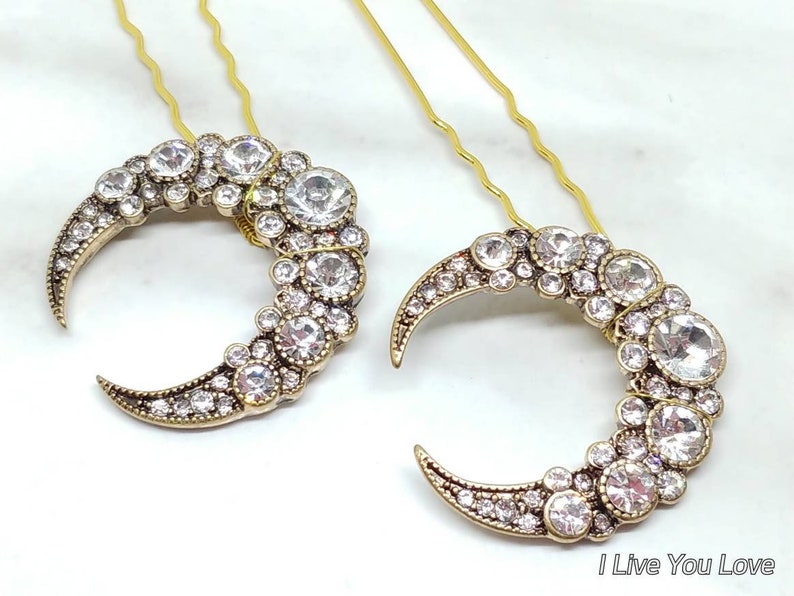 Moon Hair Pin-crescent to the Moon Hair Accessory-celestial - Etsy