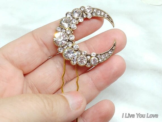 Moon Hair Pin-crescent to the Moon Hair Accessory-celestial - Etsy