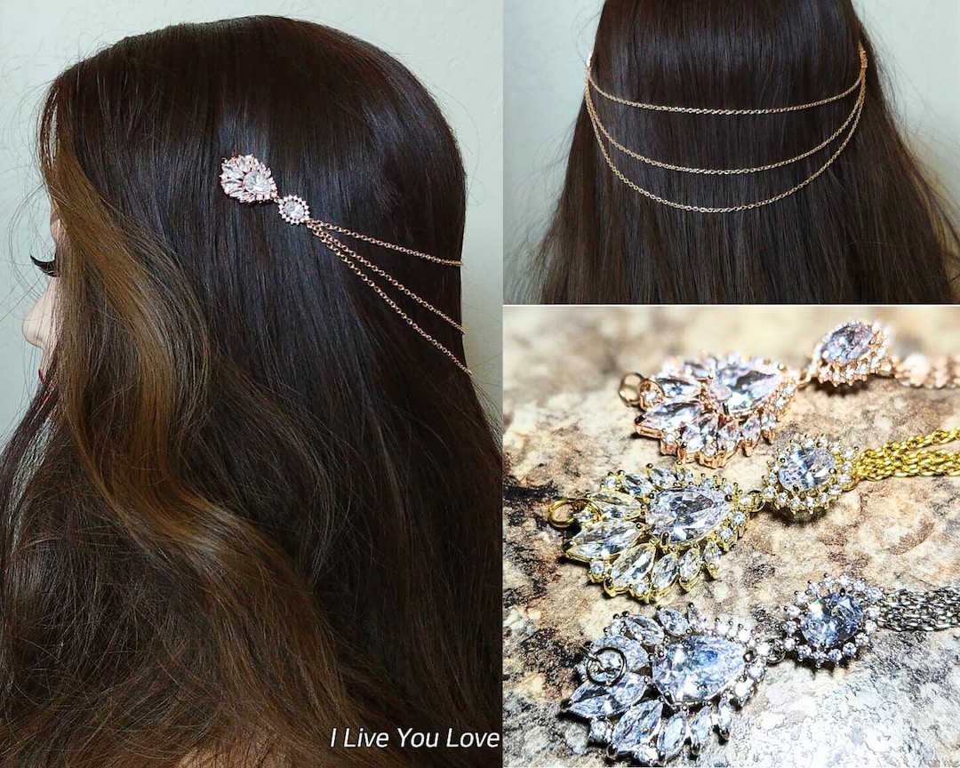 Rose Gold Hair Chain-boho Hair Accessories-white Gold Hair Accessory ...