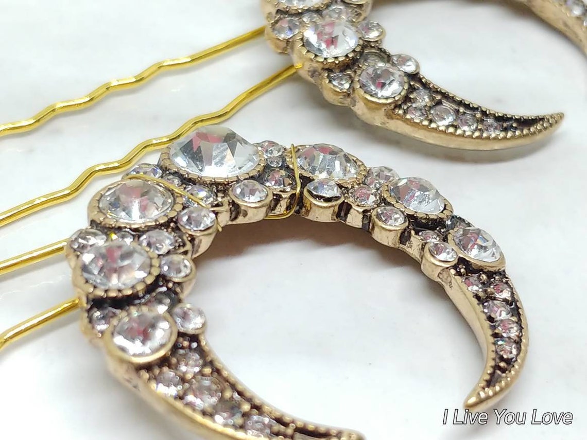 Moon Hair Pin-Crescent To The Moon Hair Accessory-Celestial | Etsy