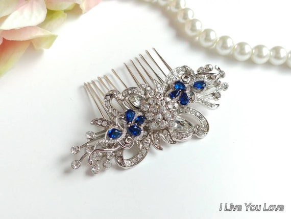 Blue Bridal Hair Comb-blue Bridal Hair Accessories-blue - Etsy