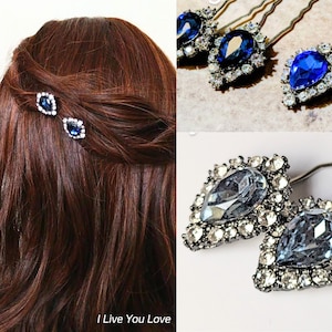 Blue Bridal Hair Pin Set-blue Bridal Hair Accessories-wedding Hair ...
