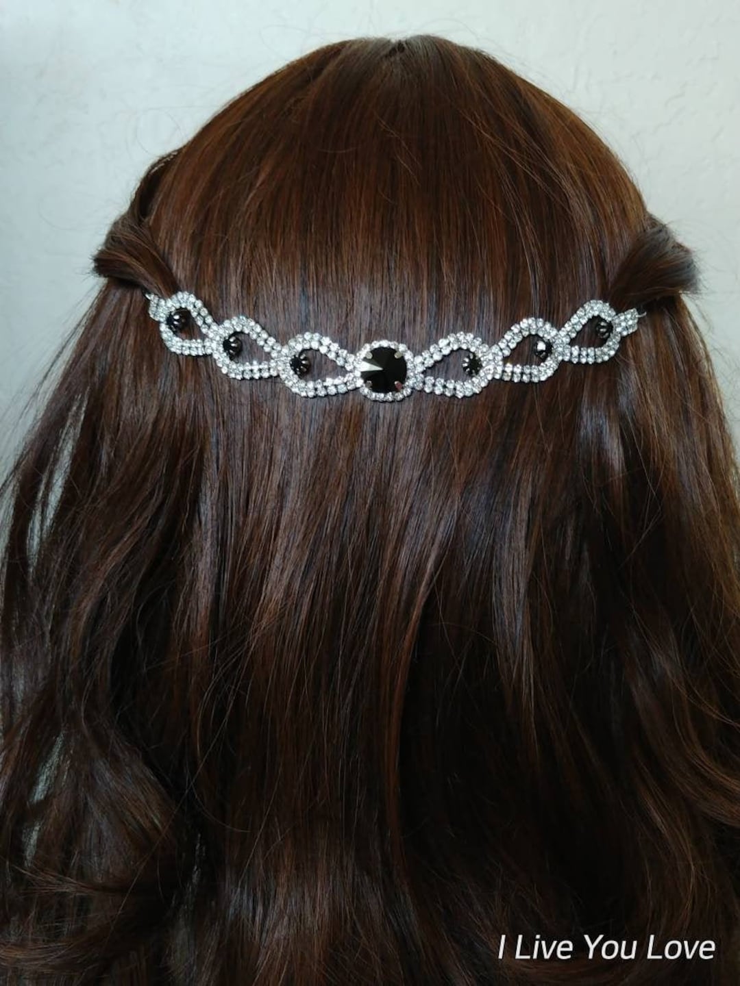 Black Bridal Hair Chain-bridal Headband-bride Hair Accessories-goth ...