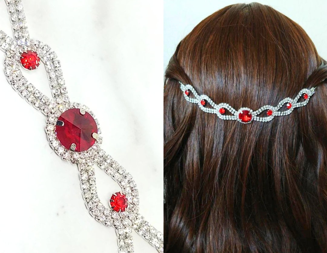 Red Hair Chain-art Deco Hair Accessories-bridal Hair Accessories-red ...
