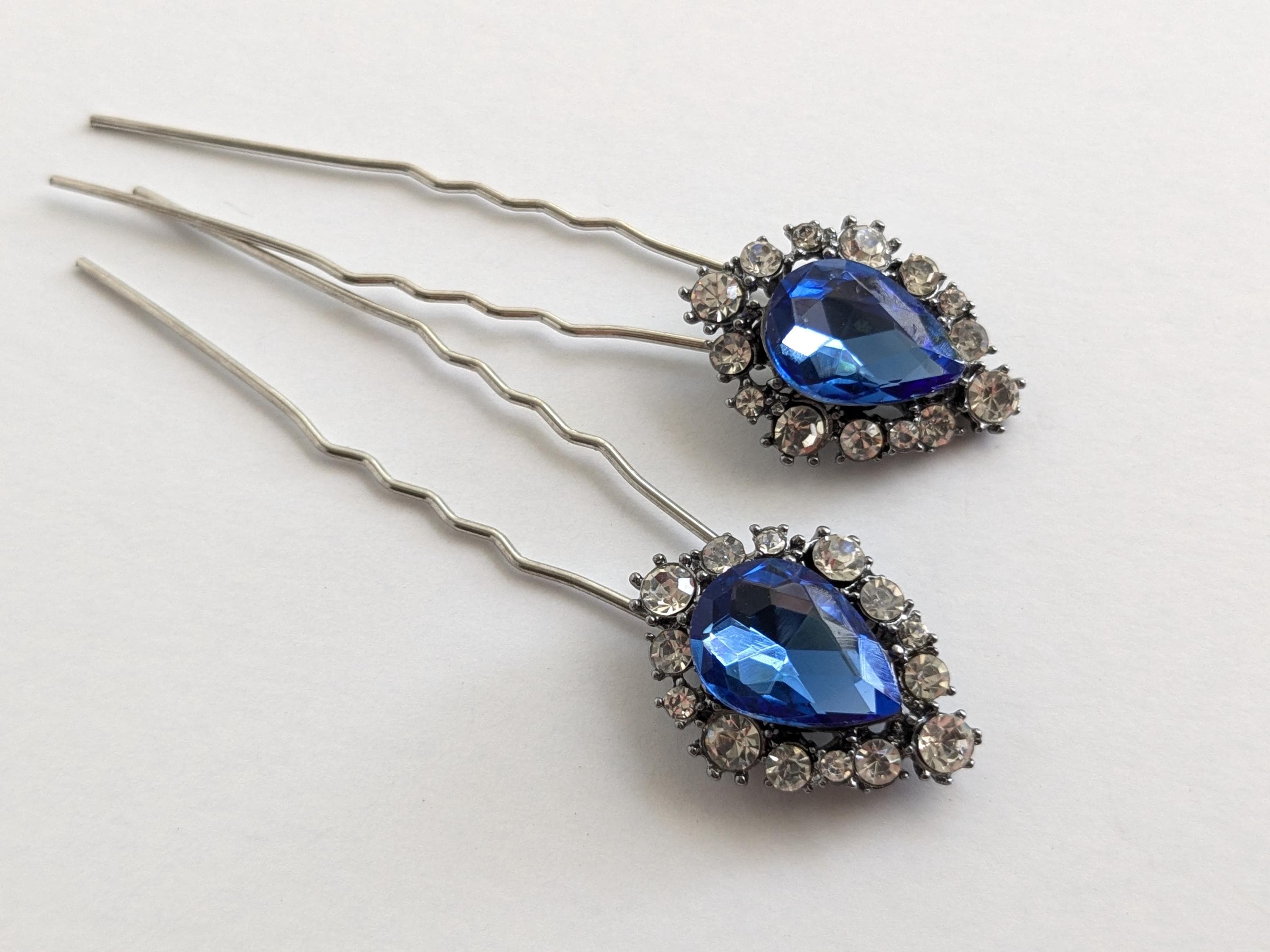 Blue Bridal Hair Pin Set-blue Bridal Hair Accessories-wedding Hair ...