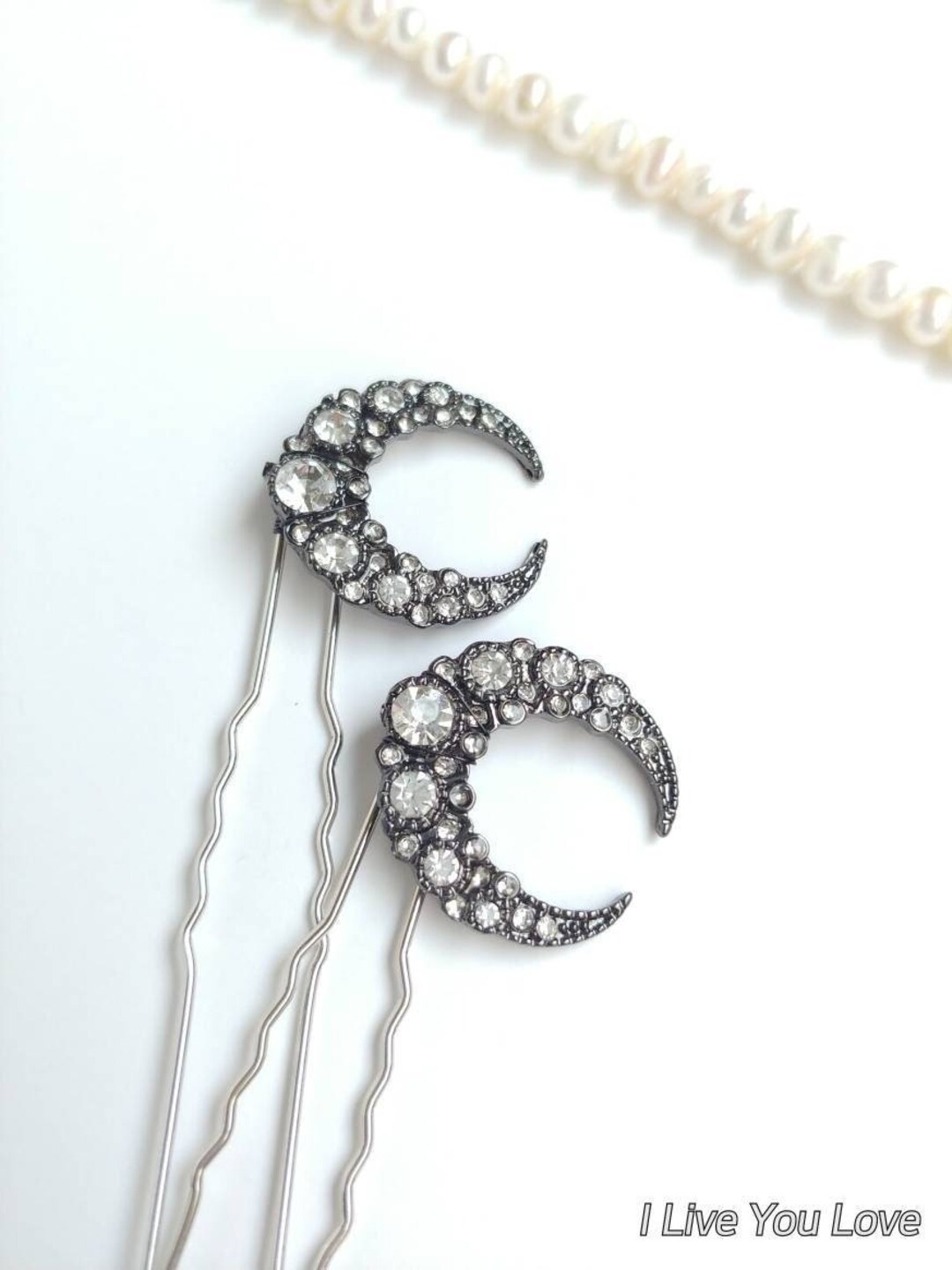 Clearance-moon Hair Pins-bridal Hair Accessories-black Hair Accessories ...