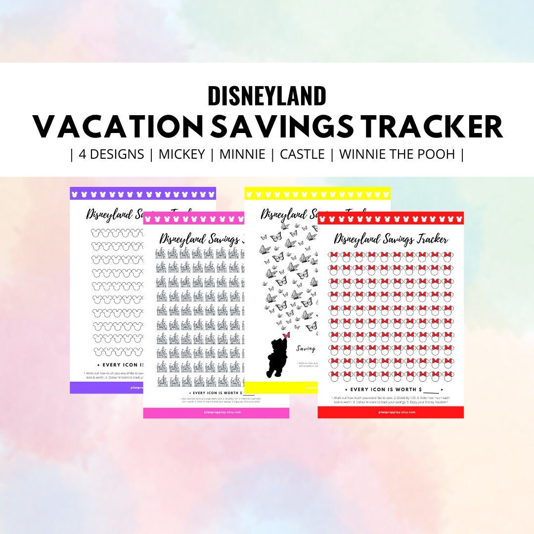 Disneyland Savings Trackers Vacation Savings 4 Designs - Etsy