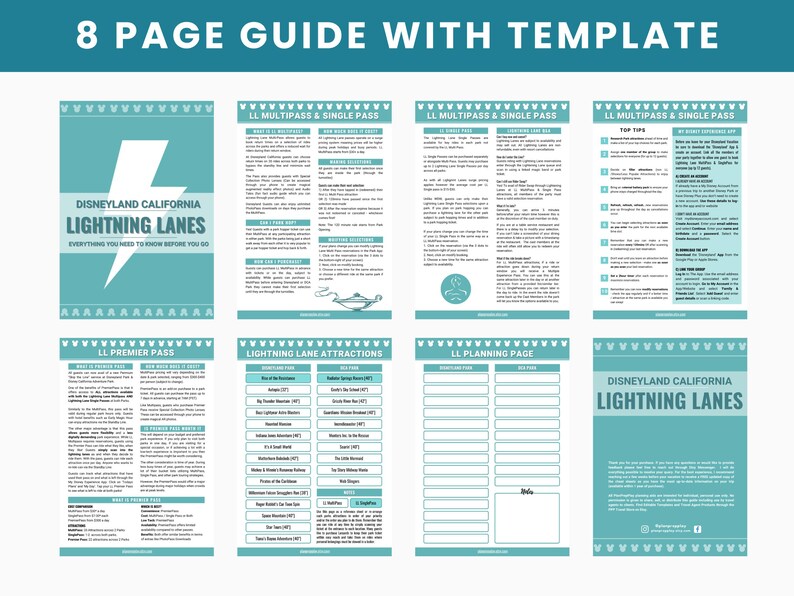 Editable Disneyland Lightning Lane Guide With Editable Template | 2 ...