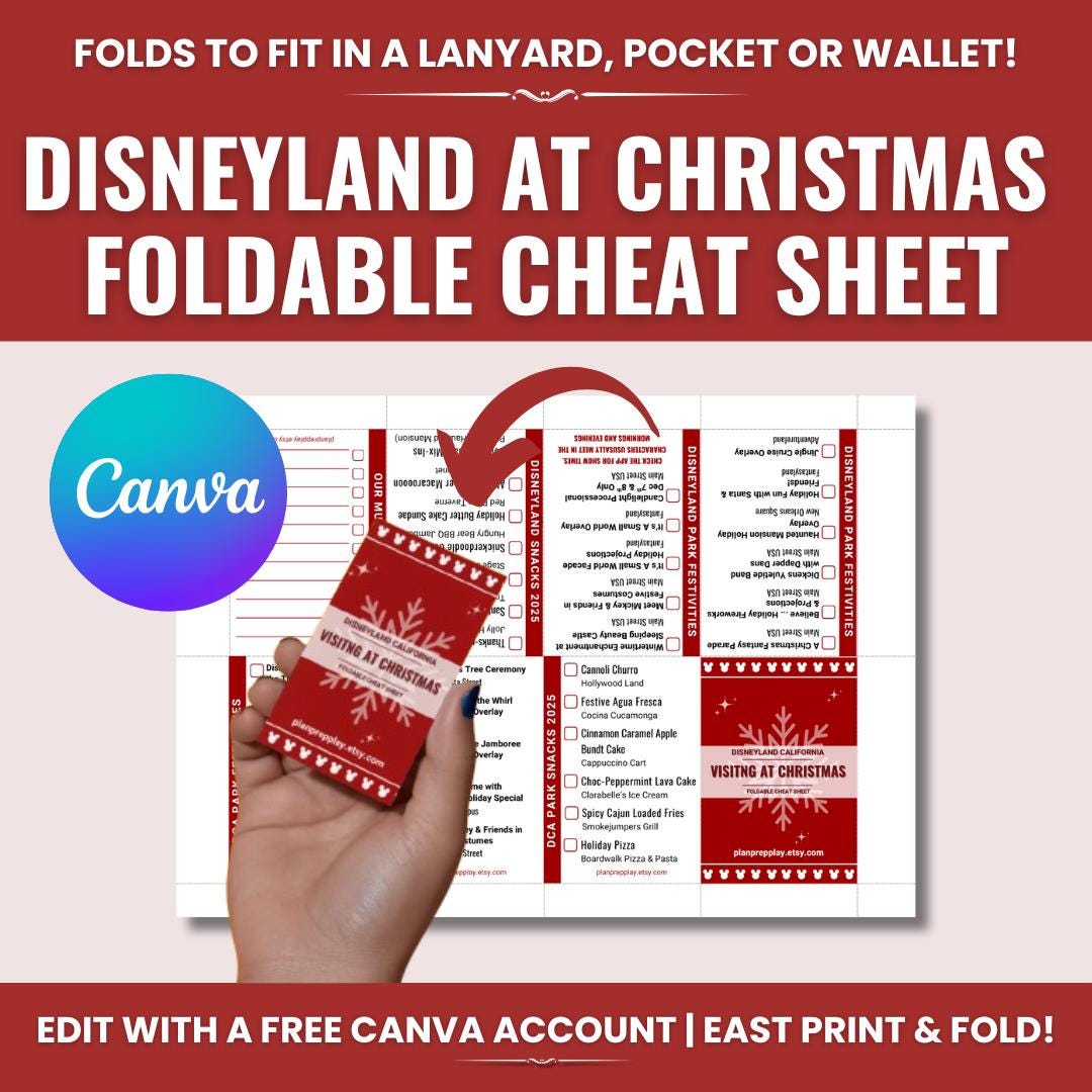Editable Disneyland Visiting at the Holidays Foldable Cheat Sheet ...