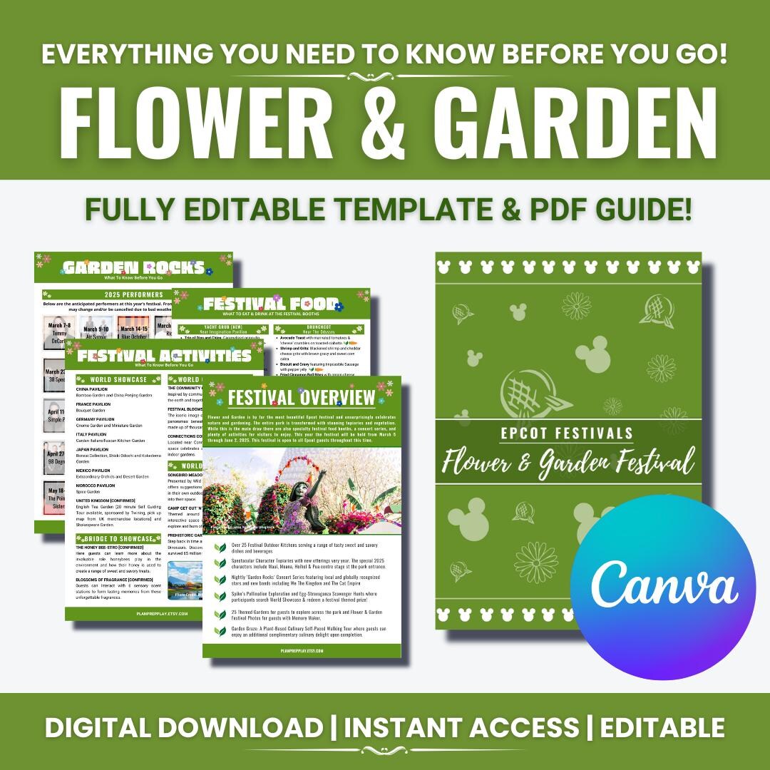 Editable Flower and Garden Epcot Festival E-guide Template 2025 ...