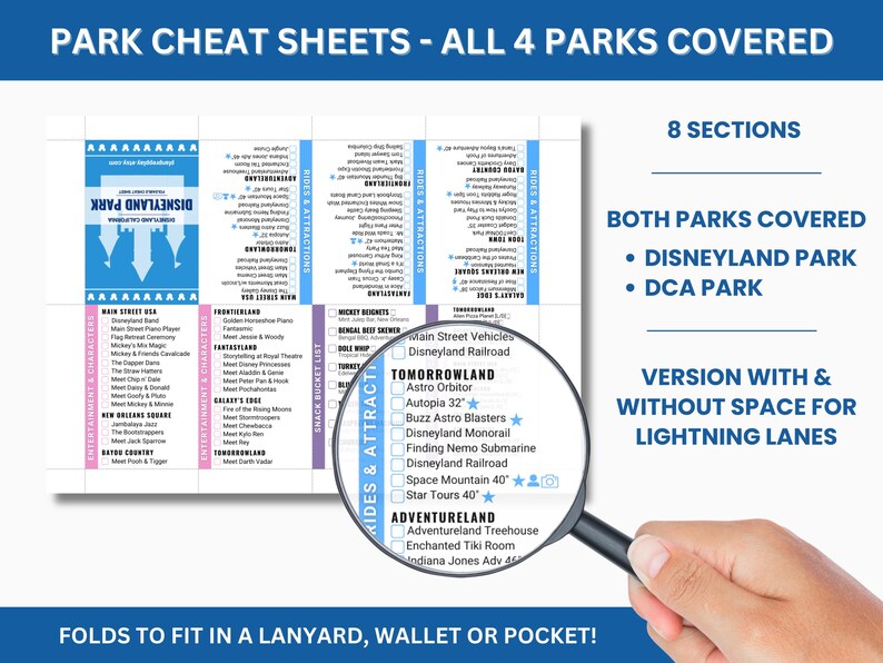 Editable Disneyland & DCA Park Foldable Cheat Sheets: 2025-2026 ...