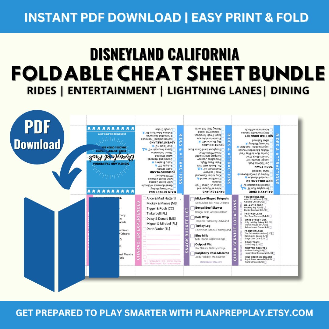 Disneyland Foldable Cheat Sheets Free Updates for 1 Year Rides ...