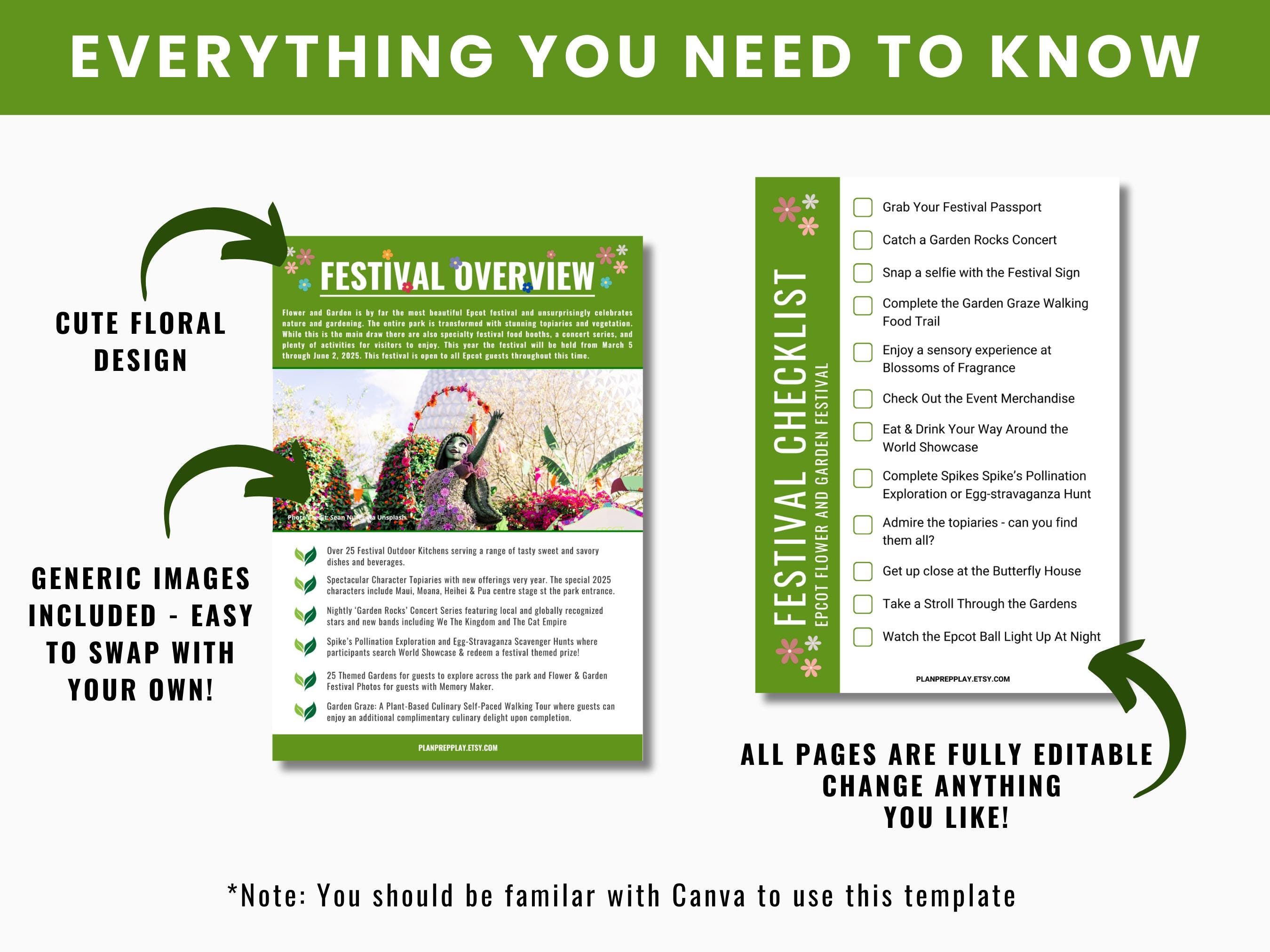 Editable Flower and Garden Epcot Festival E-guide Template 2025 ...