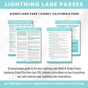 Disneyland Lightning Lane Cheat Sheets Free Updates for 1 Year LL Multi ...