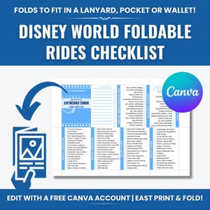 Editable WDW Master Rides & Attractions Checklist Template | Foldable ...