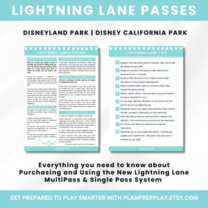 Disneyland Lightning Lane Cheat Sheets Free Updates for 1 Year LL Multi ...