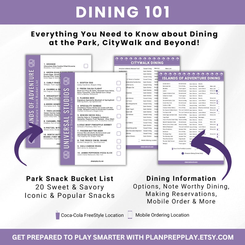 Universal Orlando Cheat Sheet Bundle Rides, Entertainment, Restaurants ...