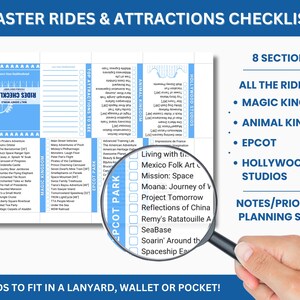 Editable WDW Master Rides & Attractions Checklist Template | Foldable ...