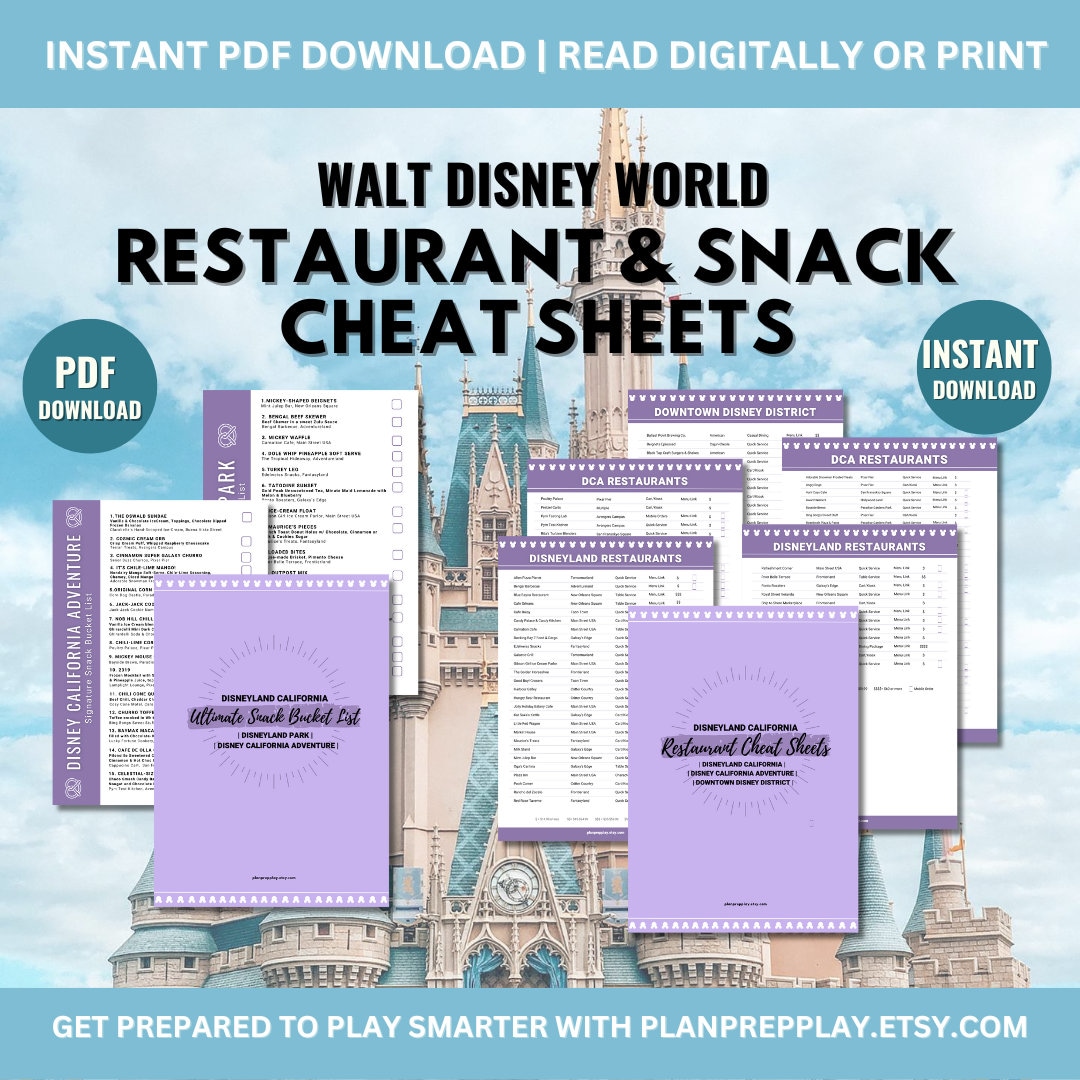 WDW Restaurant Cheat Sheet DisneyWorld Planning 2024-25 Instant PDF Download Restaurants, Quick ...