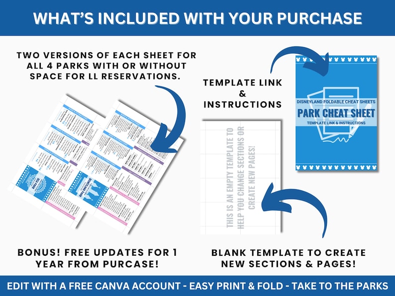 Editable Disneyland Foldable Park Cheat Sheets | Disneyland Park & DCA ...