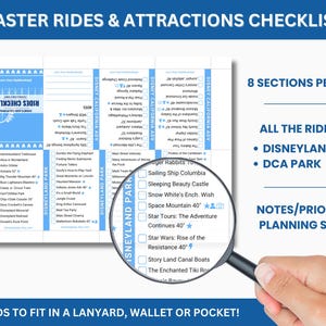 Editable Disneyland Master Rides & Attractions Checklist Template ...